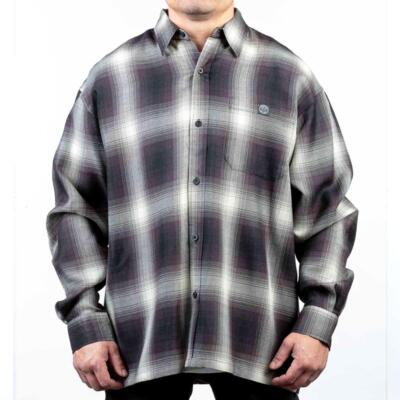 Black Veterano Long Sleeve Men's Plaid Flannel Lowrider Cholo Chicano ...