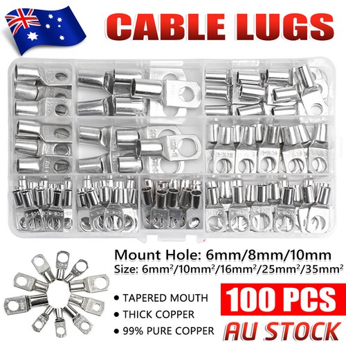 100 x Battery Copper Cable Lugs Crimper Terminal Eyelet Wire Ring ...