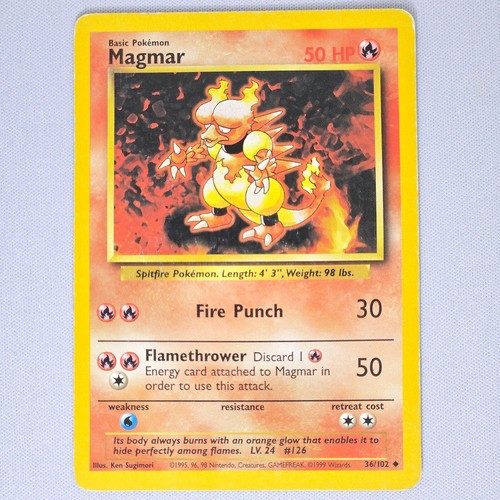 Magmar 036/102 Base Set Uncommon Vintage Pokemon Card WOTC TCG English ...