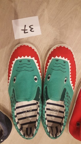 New Boys Girls Mini Boden Canvas Pull Ons Plimsolls Green Crocodile ...