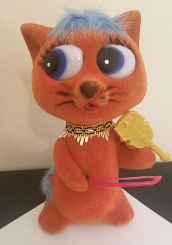 Cute Fuzzy Cat Playing Violin Bank Big Eyes w Stopper Unused | eBay