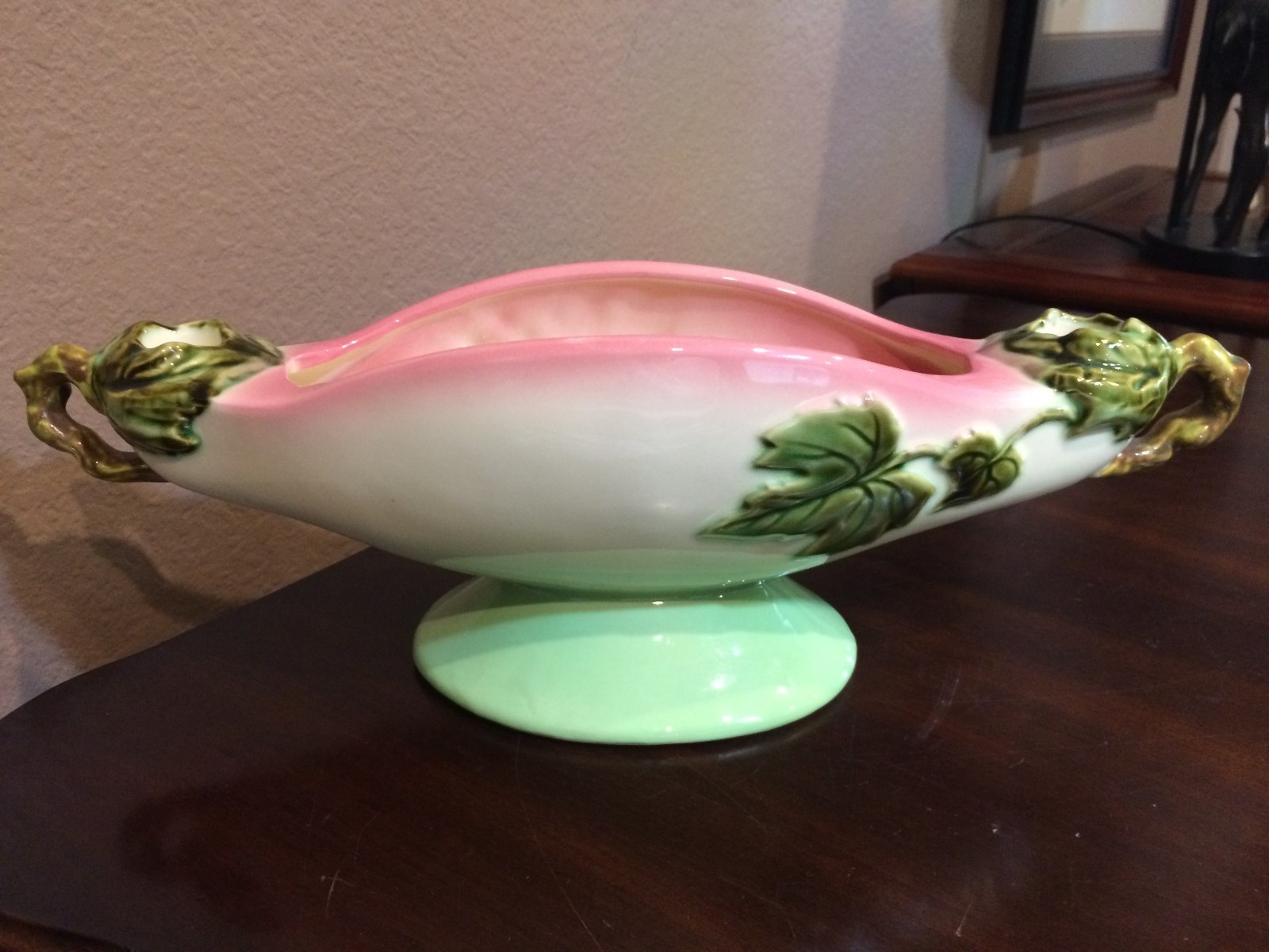 Tokay USA Vintage TUSCANY Pink & Green VASE or BOWL w/ CANDLESTICKS ...