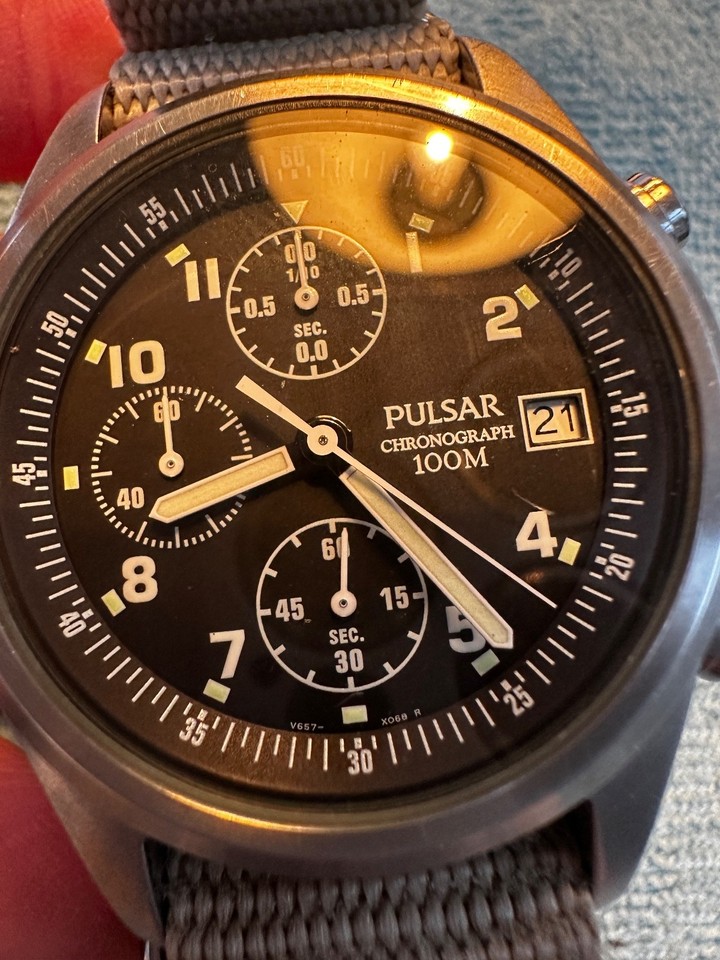 Pulsar Chronograph 100M. V657-X063. Civilian version of RAF Chronograph ...