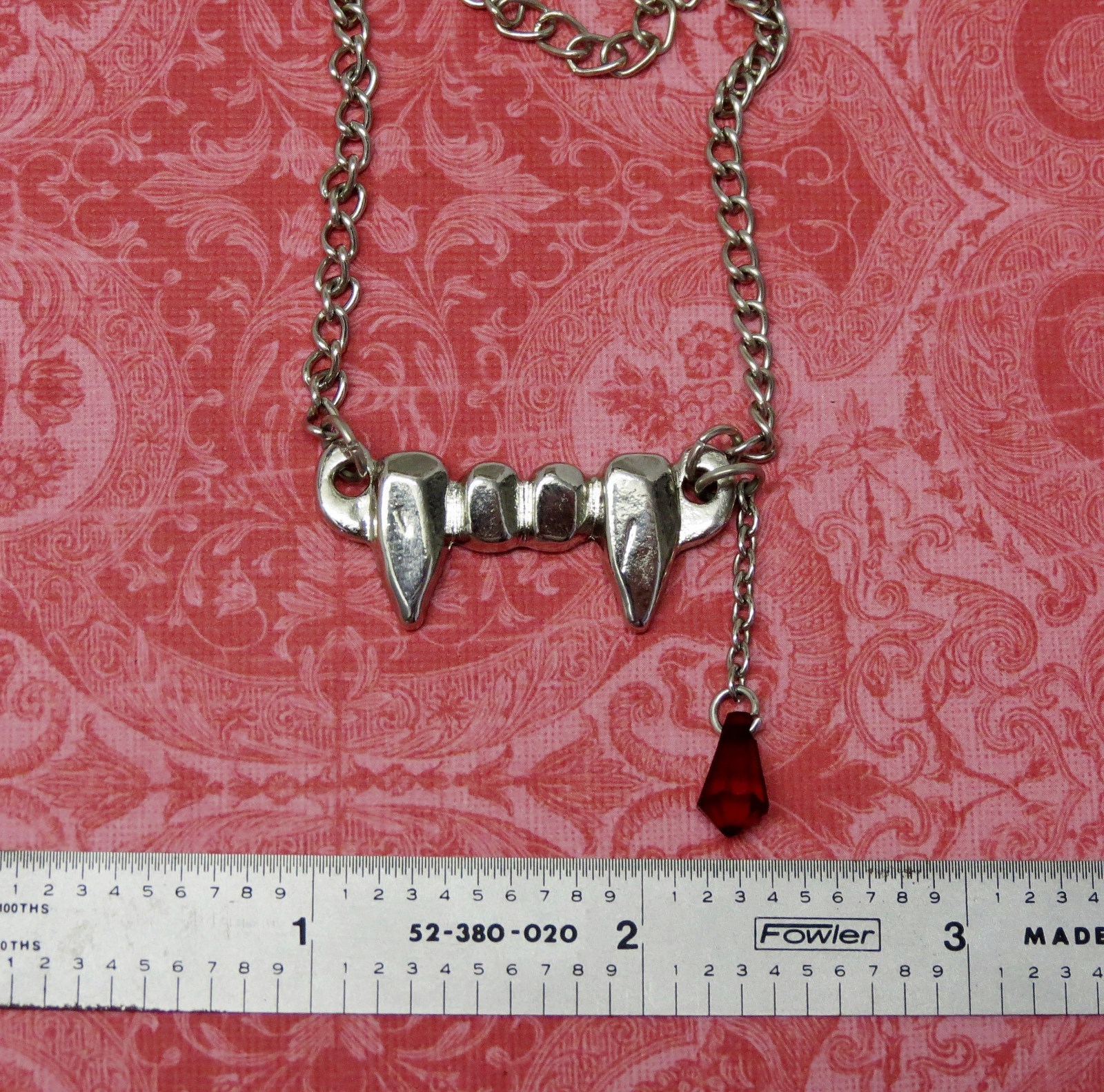 Gothic Fashion Vampire / Dracula Fangs & Red Crystal Blood Drop Pendant ...