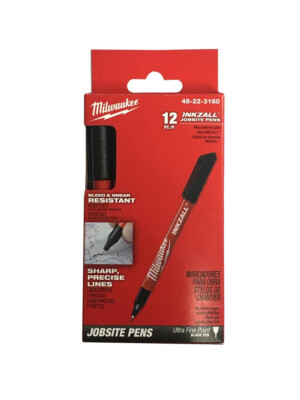 Milwaukee 48-22-3160 INKZALL Black Ultra Fine Point Pen (12 Pk) | eBay