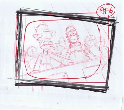 Simpsons Homer Sideshow Mel Original Art Animation Production Red ...