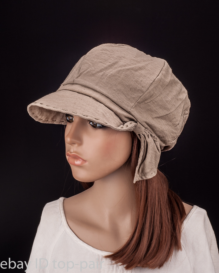 M487 Beige Fashion Cute Side Bow Lady Women Summer Cotton Sun Hat ...