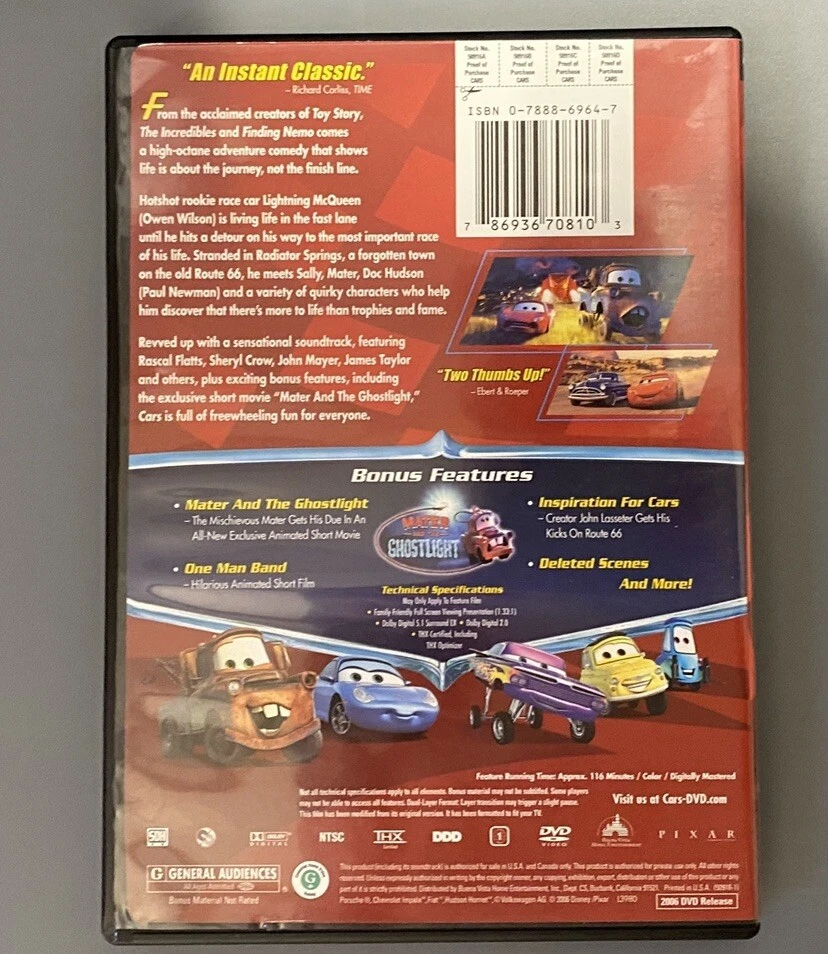 Disney Pixar Cars Vhs