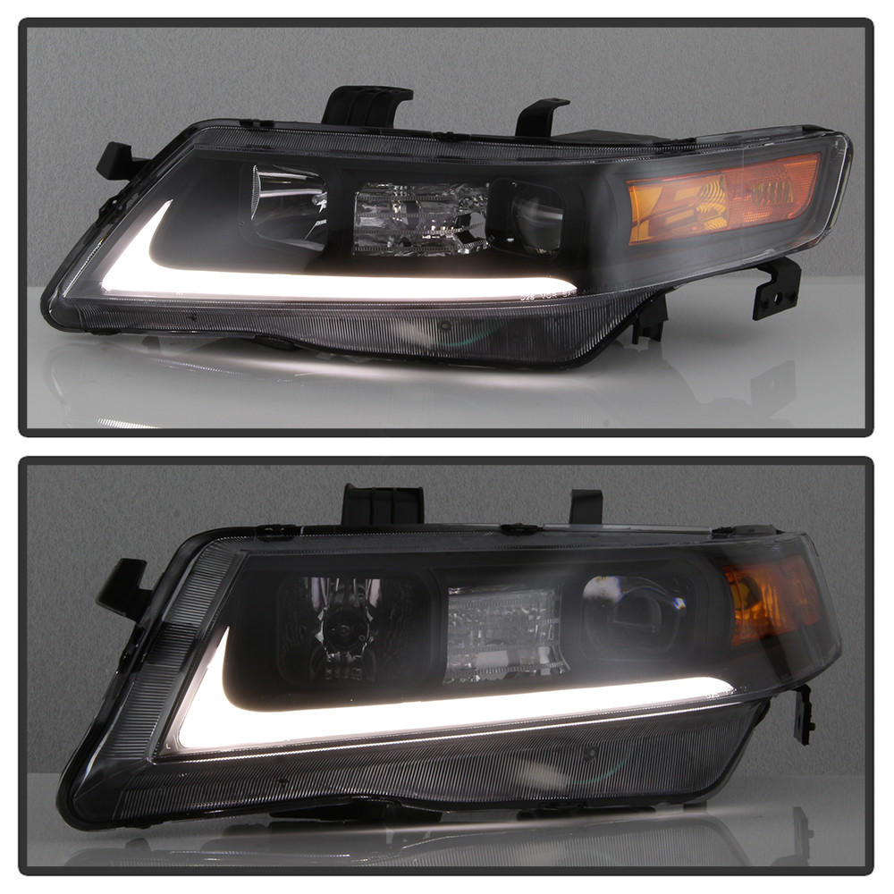 Black 2004-2008 Acura TSX CL9 LED Tube Projector Headlights Headlamps ...