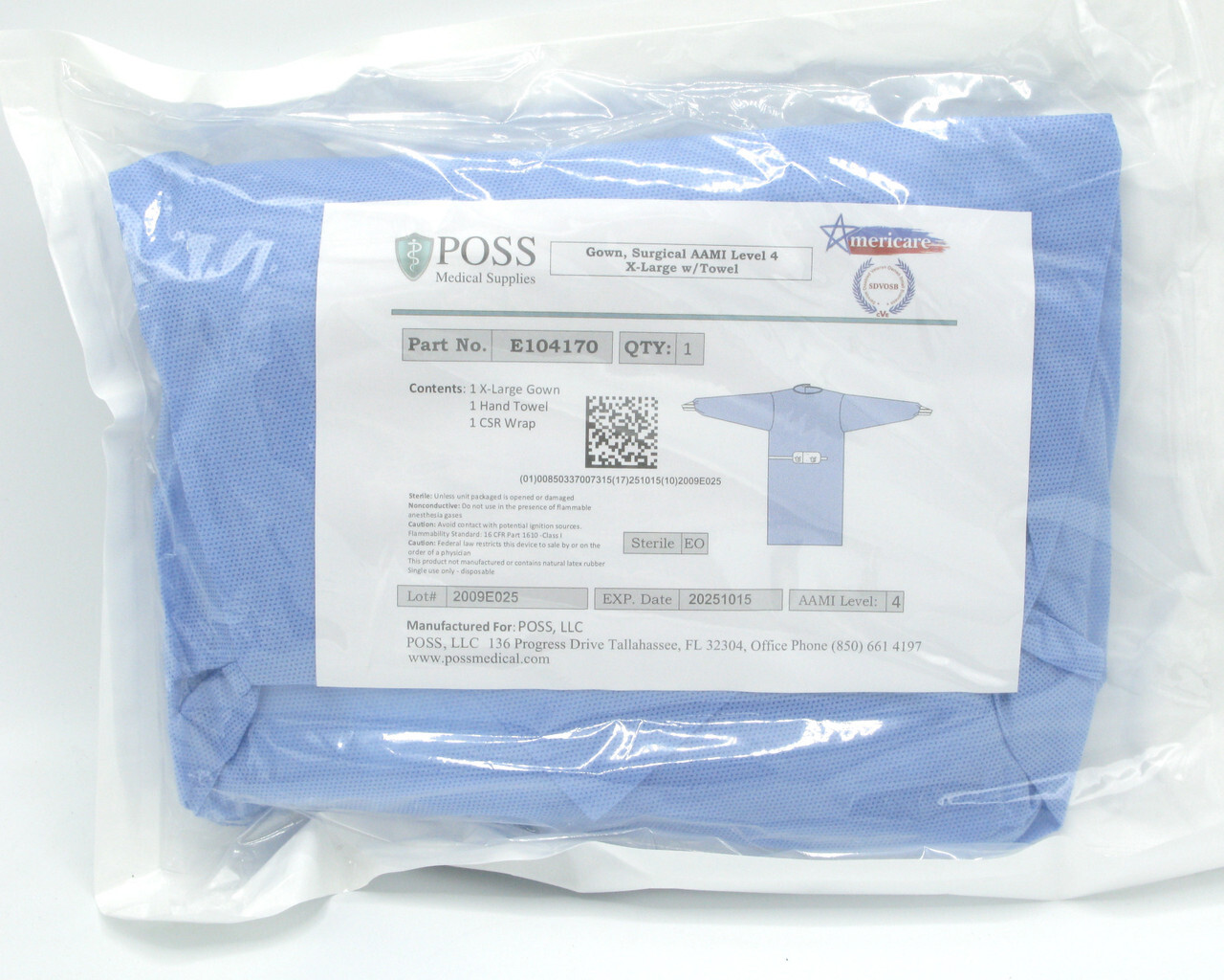 POSS Medical E104170 Reinforced Surgical Gown w/Towel, AAMI Level 4, X ...