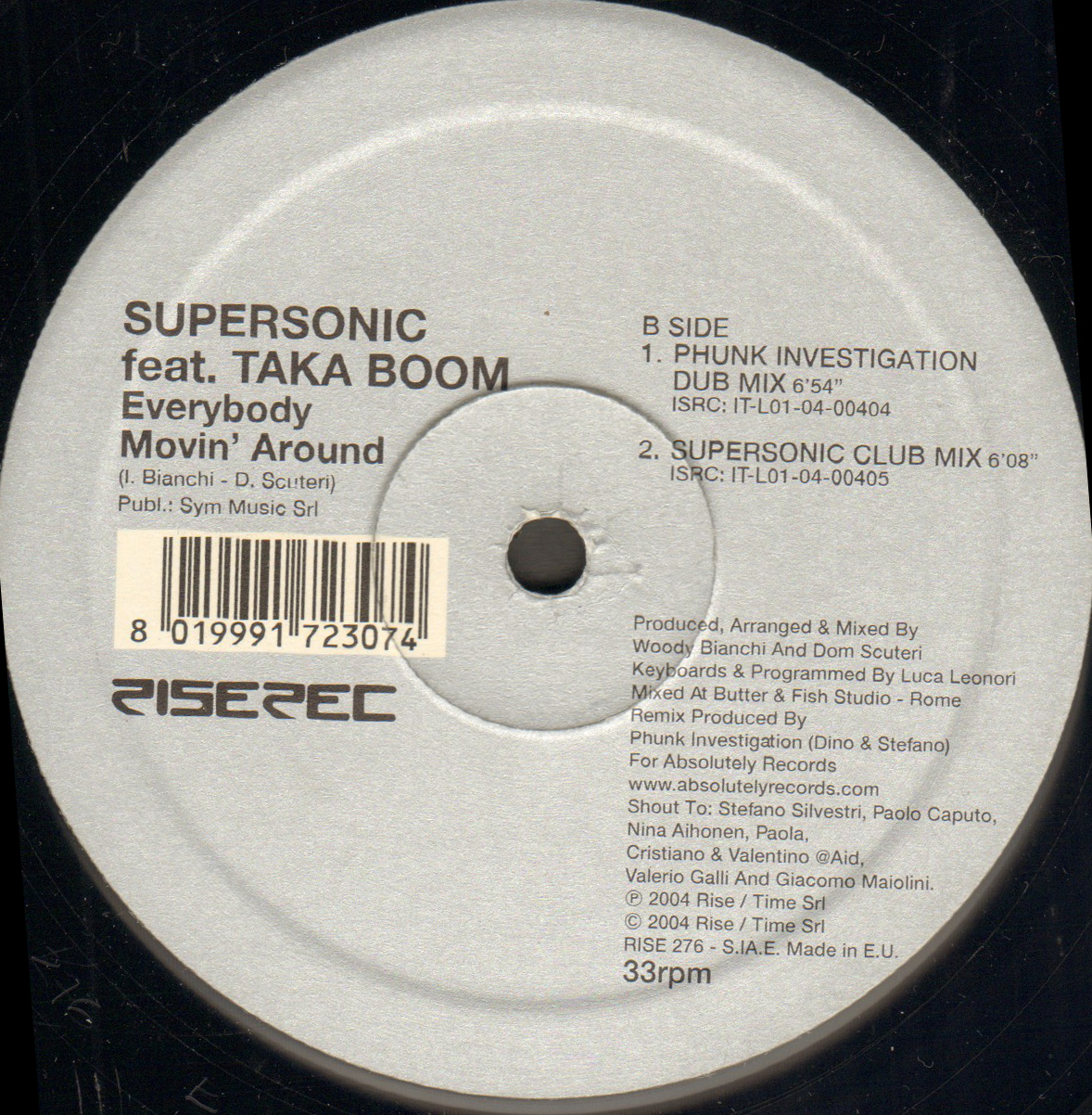 SUPERSONIC - EVERYBODY Movin' Around - Feat. Taka Boom - Rise | eBay