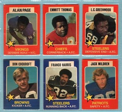 1975 Town Talk Bread Starter Set Lot of 6 Different Football Cards LG ...