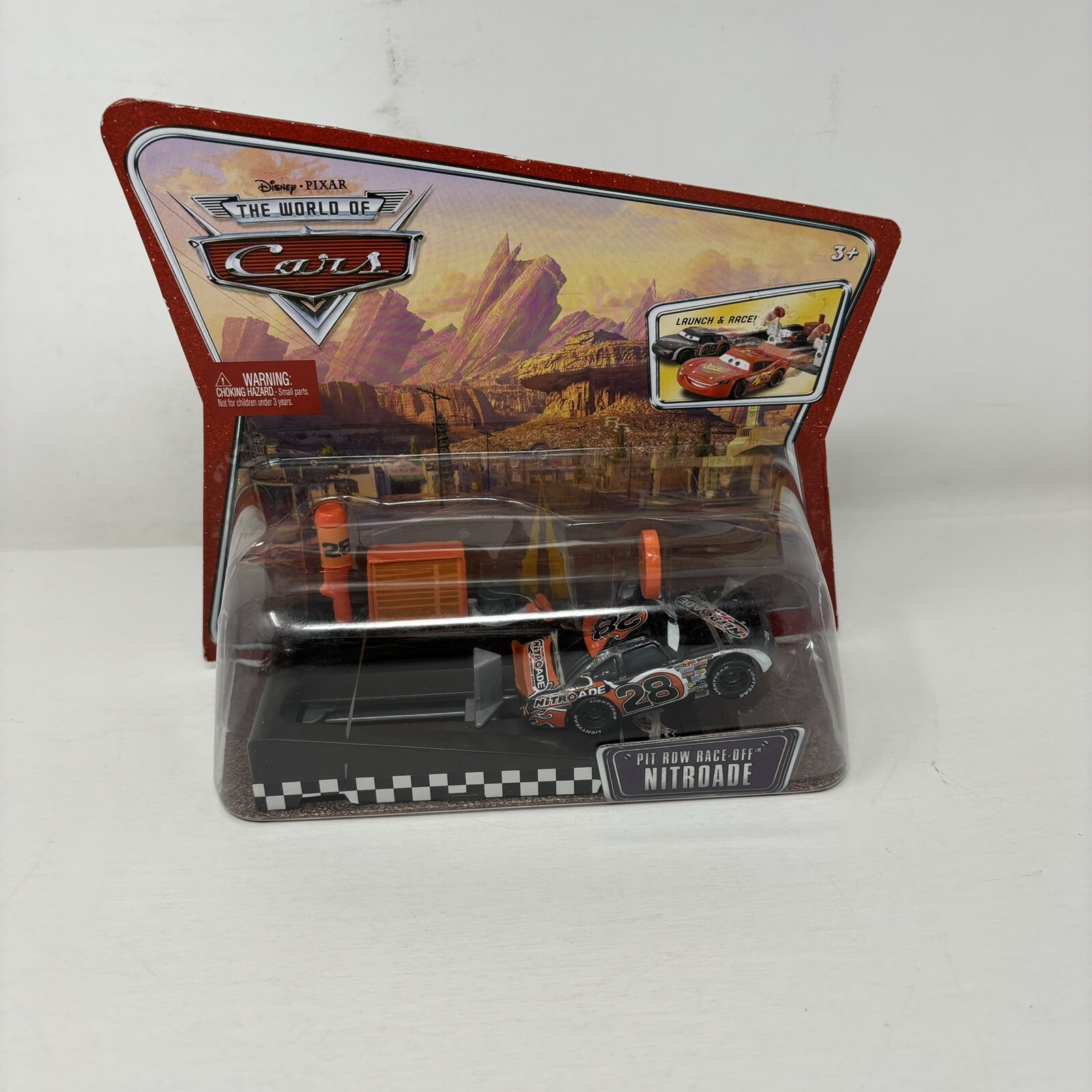 Disney Pixar Cars Pit Row Launcher Nitroade 28 Race-off Race Car Black ...