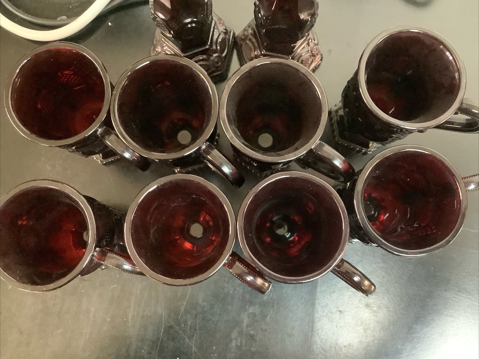 13 Piece Avon 1876 Cape Cod Ruby Red Glass Charisma Cologne Houseware ...