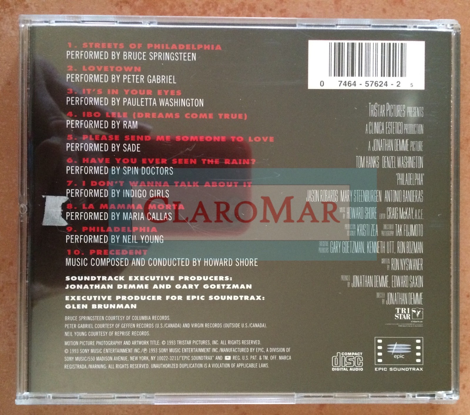 ☀️ Philadelphia Movie Soundtrack Music CD USA Bruce Springsteen Peter ...