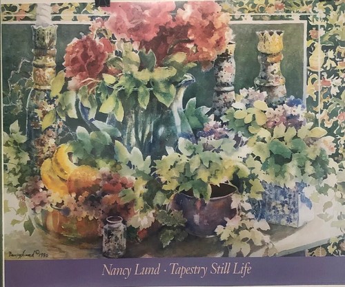 FINE ART LITHOGRAPH: Nancy Lund - Tapestry Still Life - 1990 - 25 X 30 ...