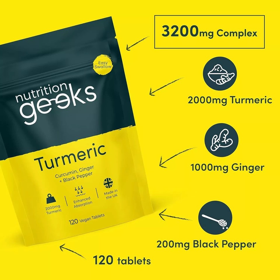 Nutrition Geeks Turmeric Curcumin Ginger + Black Pepper High Strength ...