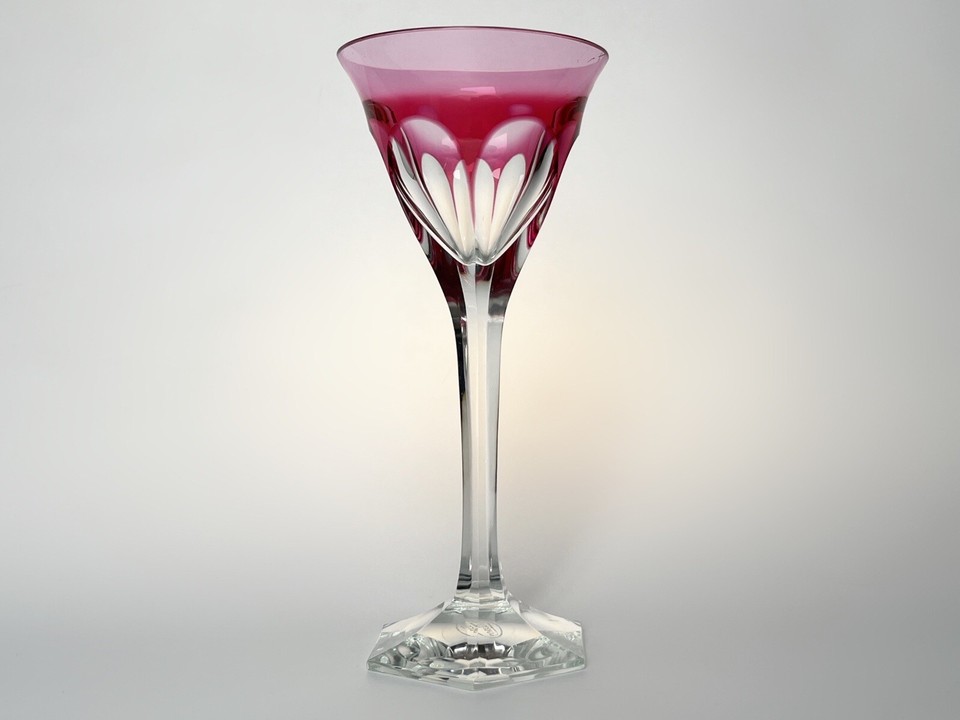 MOSER CRYSTAL WINE Pink CUT TO CLEAR wine glass | eBay