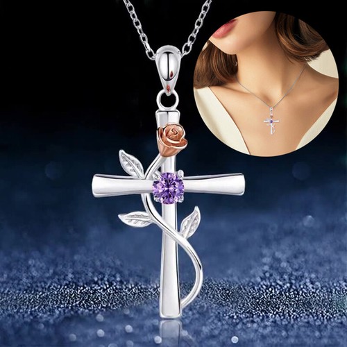 Fashion Cross Pendant Necklace Silver Chain Womens Mens Christmas ...