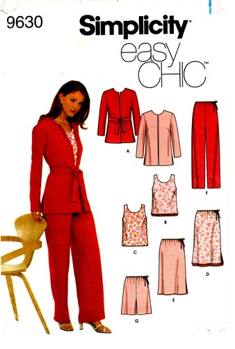 Simplicity 9630 Misses Jacket Top Skirt Pants Shorts Sewing Pattern ...