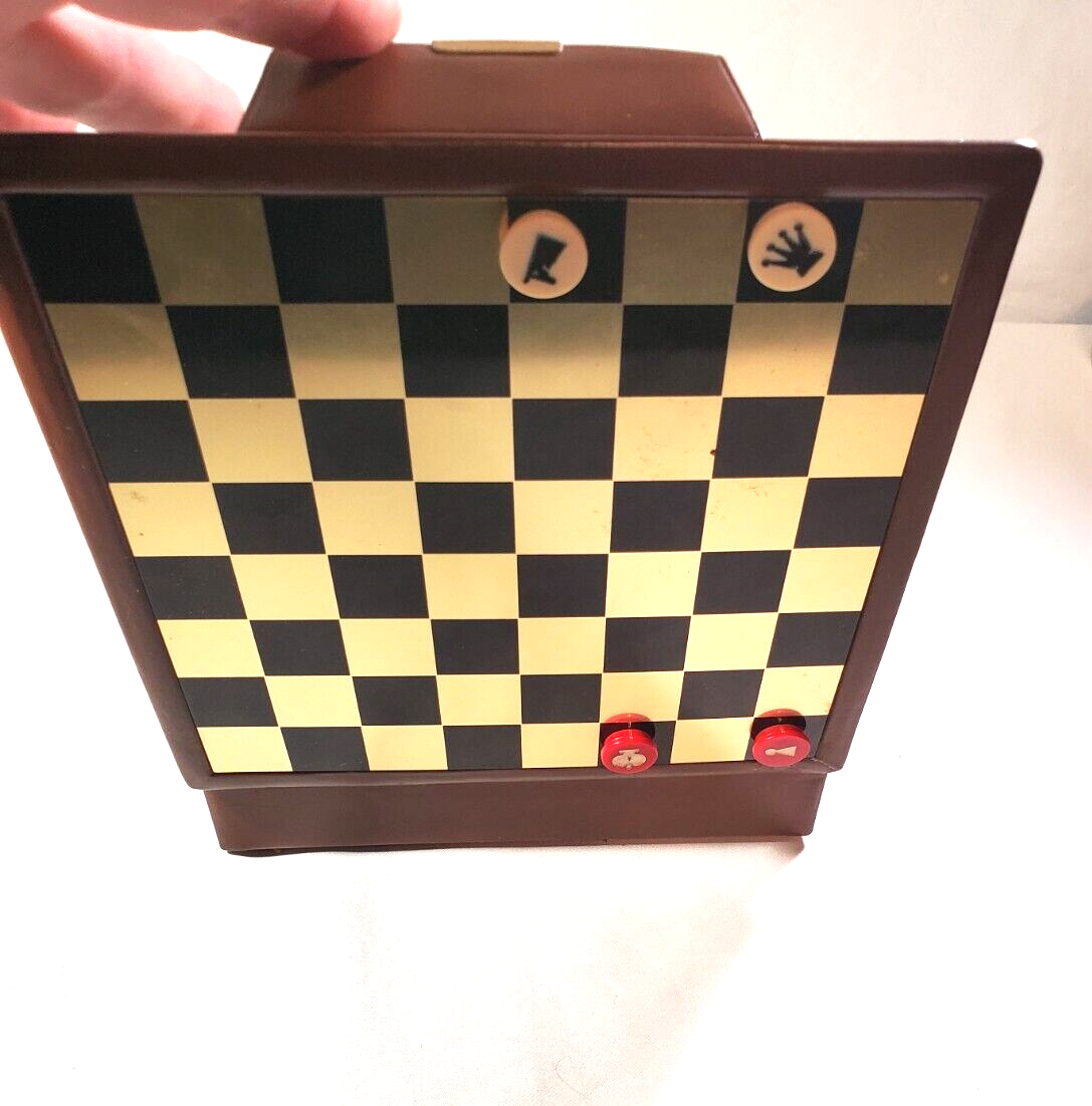 Vintage Magnetic Chess Checker Cards Dice Travel game U.S.INT.REV stamp ...