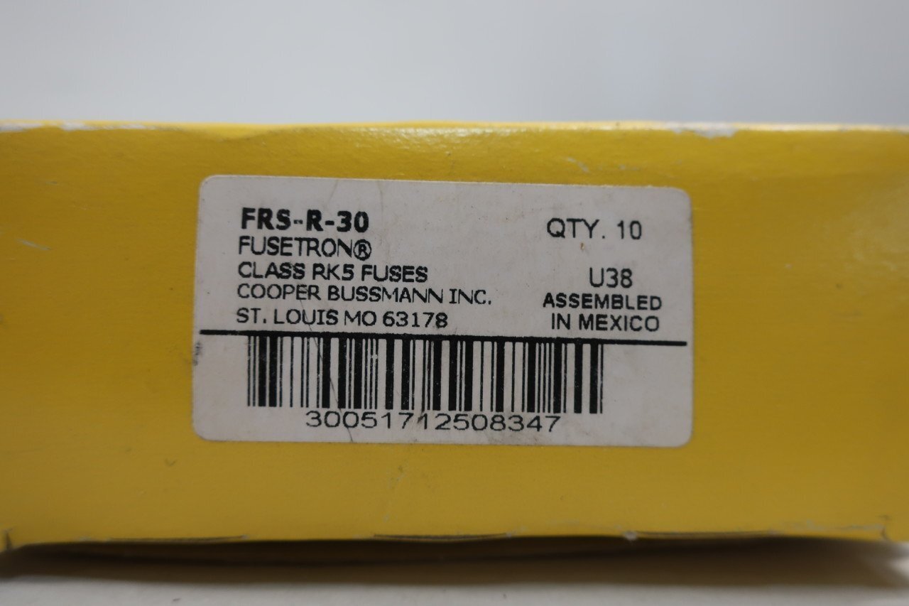 Box of 10 New COOPER BUSSMANN FRS-R-30 FUSETRON 30A AMP 600V-AC Fuse ...