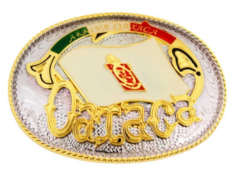Mexico Mexican Men Women Flag Belt Buckle Vintage Silver Metal Western ...