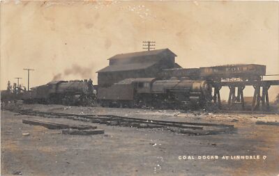 J71/ Linndale Ohio RPPC Postcard c1910 Coal Docks Railroad Steam Loco 5 ...