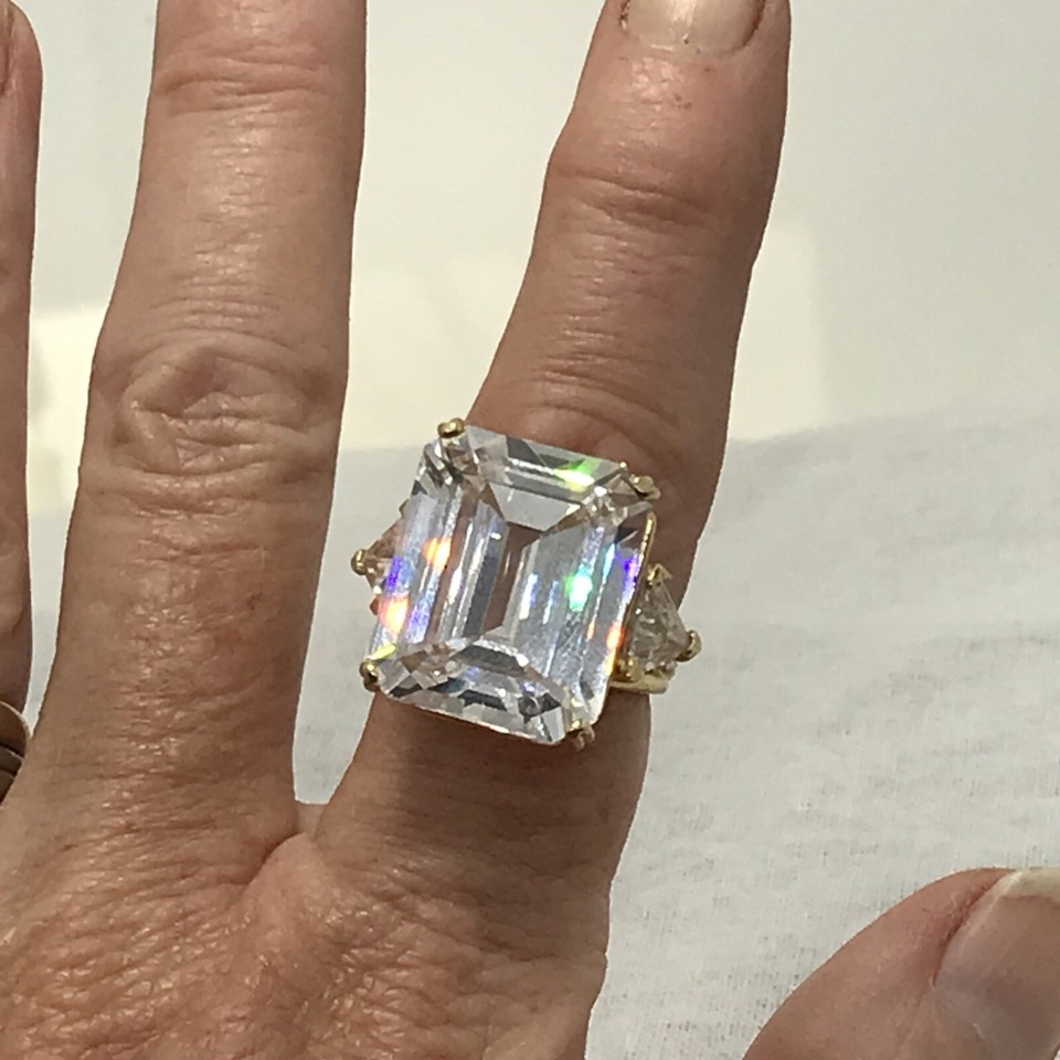 Vintage 18K GE Yellow Gold and Clear Cubic Zirconia's In Huge Design ...