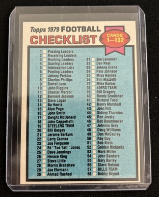 1979 Topps Football Checklist #114 Vintage Football Card E24 | eBay