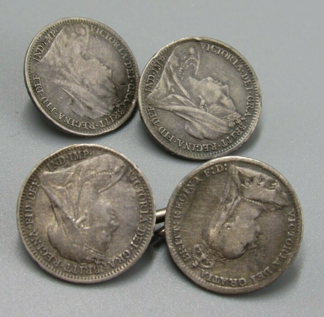 Mens Vintage VICTORIAN 4 SIDED COIN ART CUFFLINK Costume Jewelry V81 | eBay