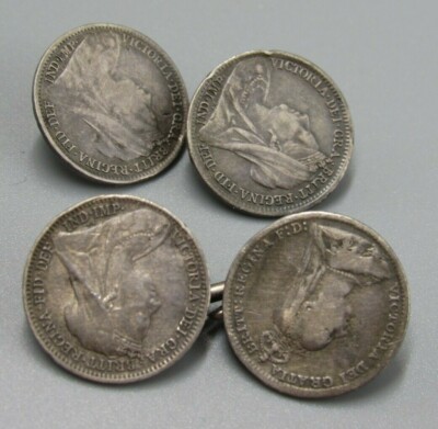 Mens Vintage VICTORIAN 4 SIDED COIN ART CUFFLINK Costume Jewelry V81 | eBay