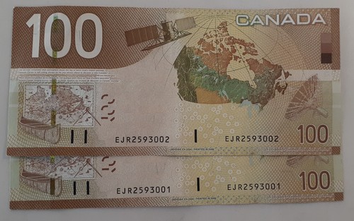2006 Canadian paper money $100 bills (2) EJR2593001/2 | eBay