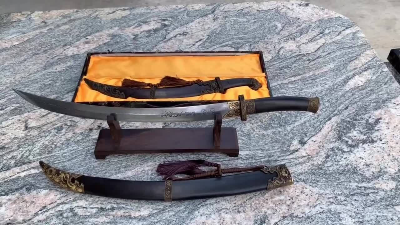 31''Mongolian Dao Traditional Chinese Saber Handmade Qing Dynasty Broad ...