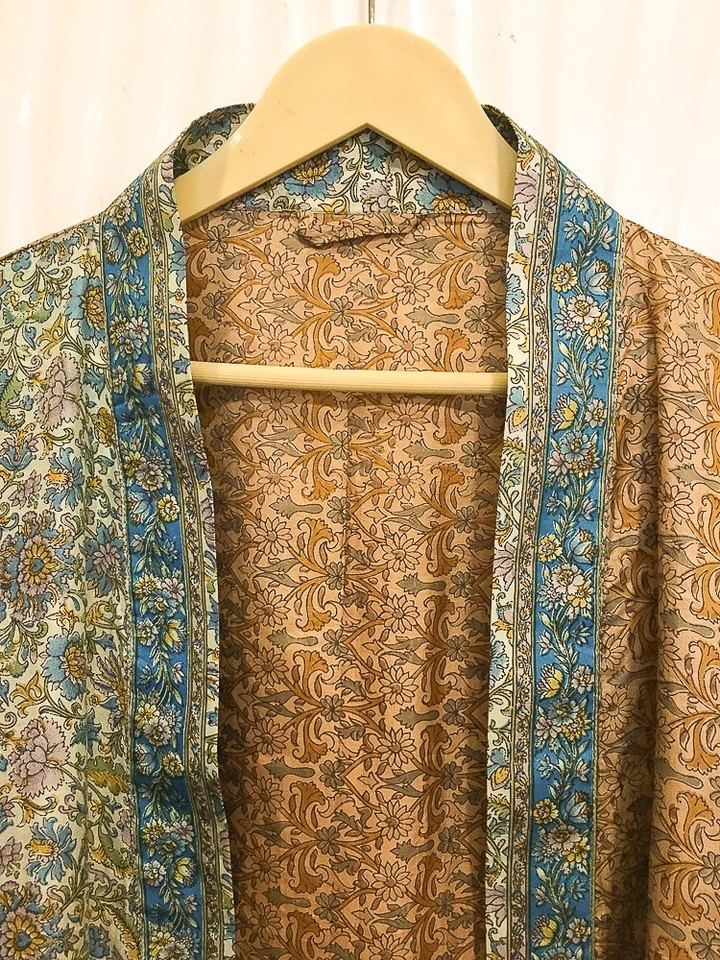 Veste Duster Kimono Court En Soie Pure Cape Robe Lâche Beige KMS3768 ...