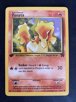 Pokemon TCG Card Team Rocket Ponyta 1st Edition 64/82 Vintage | eBay