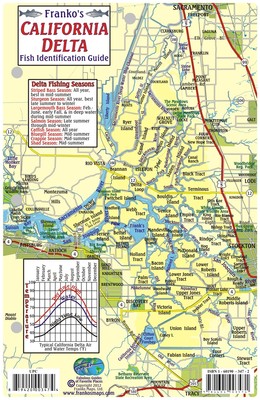 California Delta Map & Fish Guide Franko Maps Waterproof Fish Card | eBay