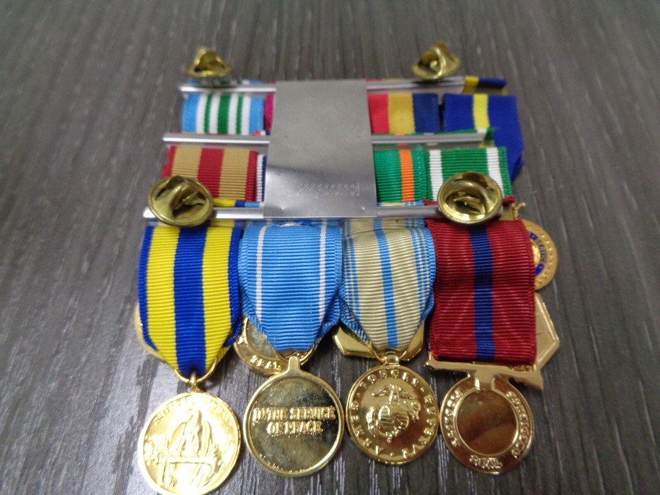 MINI SIZE MEDAL SET 12 MEDALS MOUNTED UNITED STATES USMC OFFICER SLIDE ...