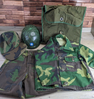 US Army Camouflage Soldier Fatigues Uniform 518 w/ Hat Helmet ...