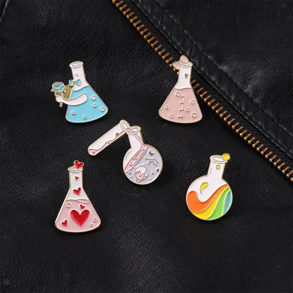5x Science Chemical Beaker Enamel Brooches Badges Alloy Coat Pin for ...