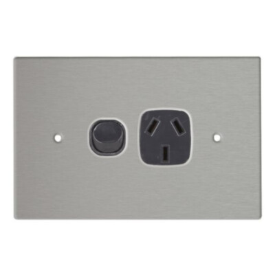 250V AC power wall outlet with switches 2mm thick stainless steel cover ...