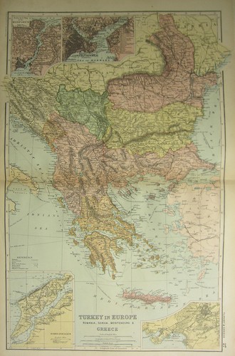 1894 ANTIQUE MAP ~ TURKEY IN EUROPE ROMANIA GREECE DARDANELLES ATHENS ...