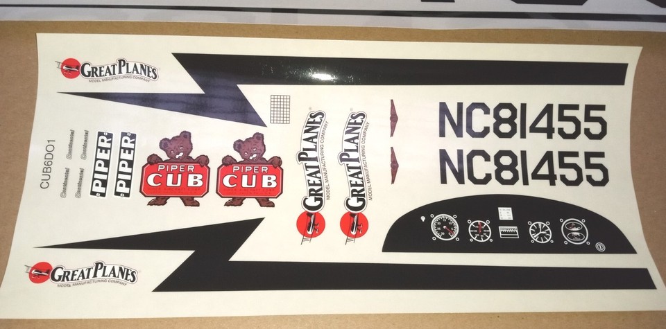 Great Planes Piper Cub 60 Size RC Model Airplane OEM Decals CUB6D01 ...