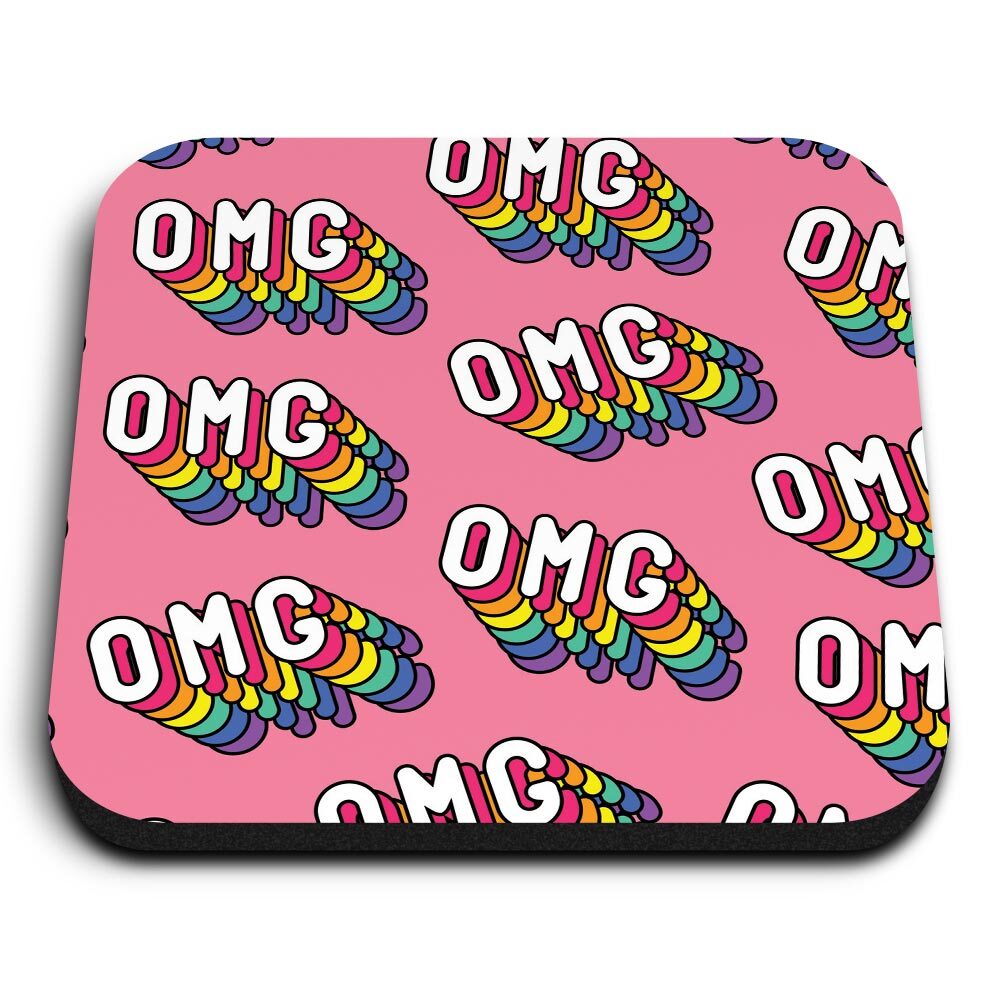 1x Square Fridge MDF Magnet Pink Rainbow OMG Funny Teenager Girls Joke ...