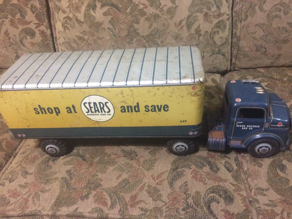 RARE Pressed Steel MARX SEARS ROEBUCK STORES Tractor Trailer Truck Shop ...