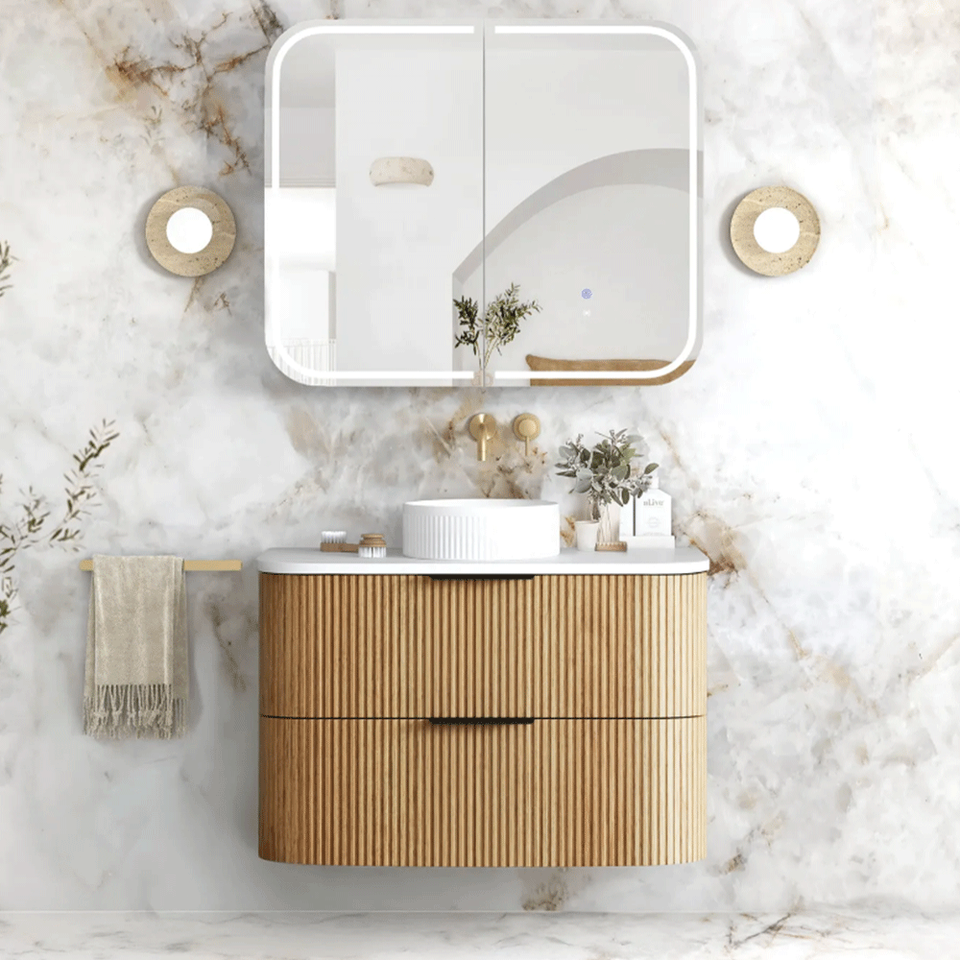 600-1800*490*550mm Otti Havana Woodland Oak Fluted Curve Wall Hung ...