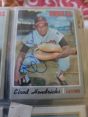 ELROD HENDRICKS 1970 TOPPS SIGNED AUTOGRAPHED CARD #528 ORIOLES SGC ...