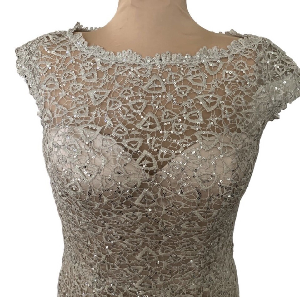 Montage by Mon Cheri Lace Near Champagne w/ Light Grey Gown Formal ...