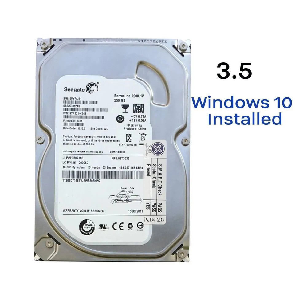 HDD 3.5" 2TB SATA II Internal Hard Drive With Windows 10 Pro Legacy ...