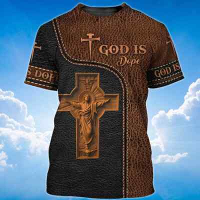 God Is Dope Leather Pattern Jesus Christian Gift AOP 3D T-Shirt Full ...